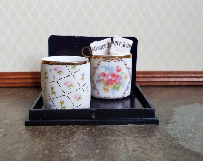 Dollhouse Miniature Waste Paper Baskets X2 Reutter Porcelain 1:12 Scale ...