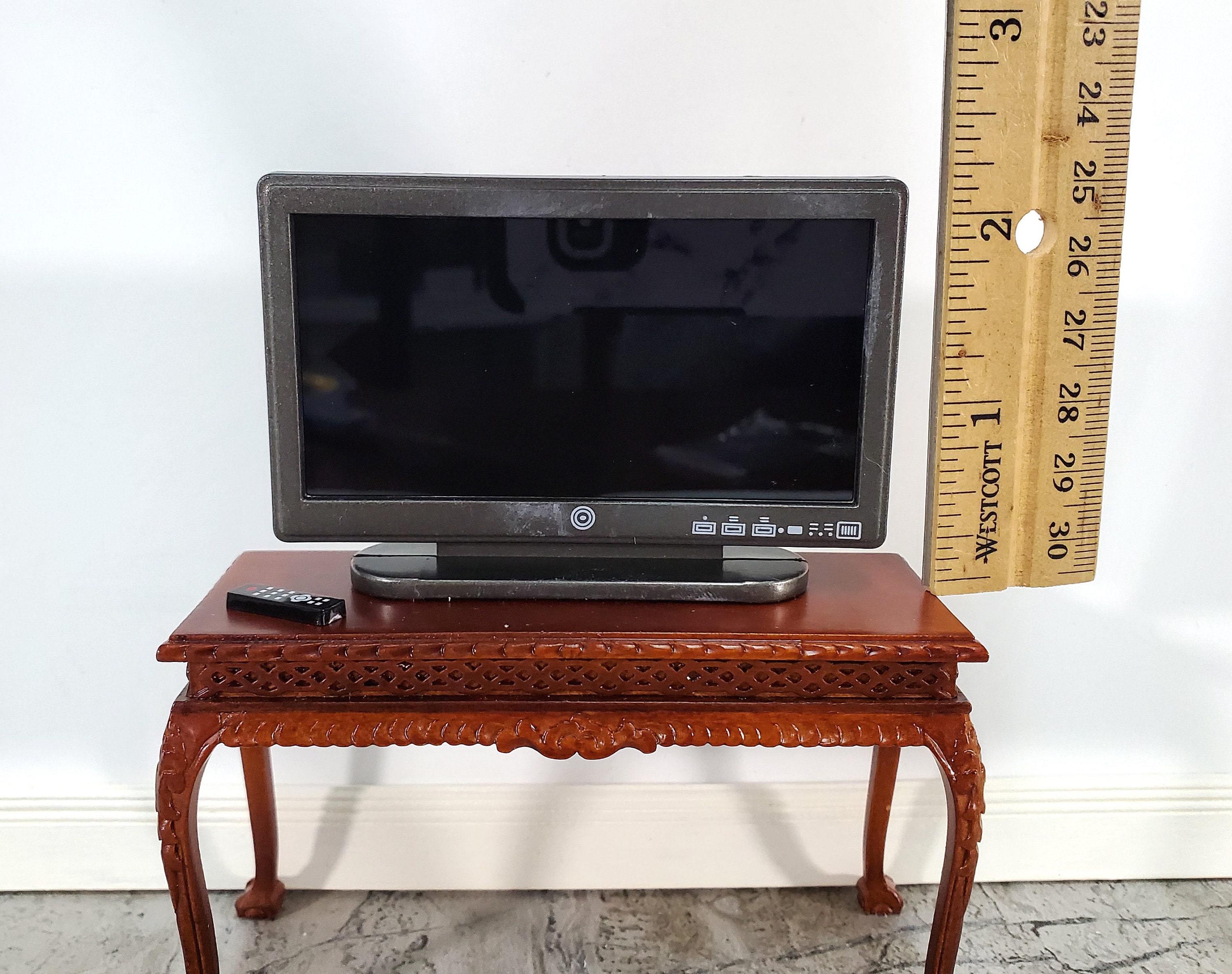 Dollhouse Television TV Set Modern Flat Screen With Remote - Etsy