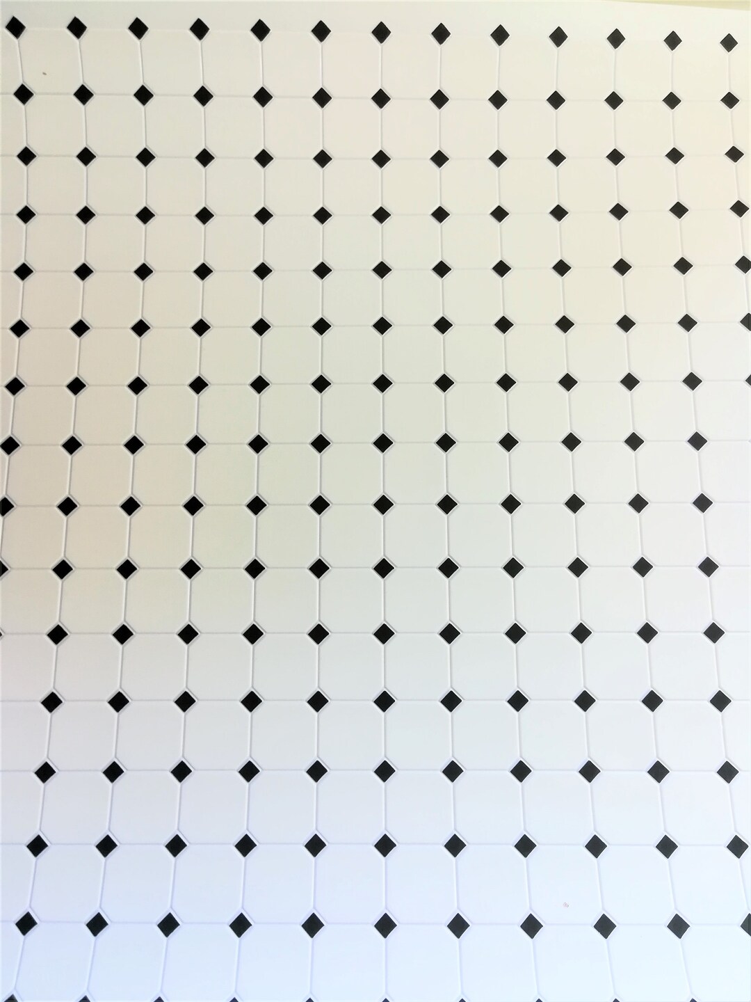Dollhouse Miniature Tile Flooring White With Black Diamonds Embossed 1: ...