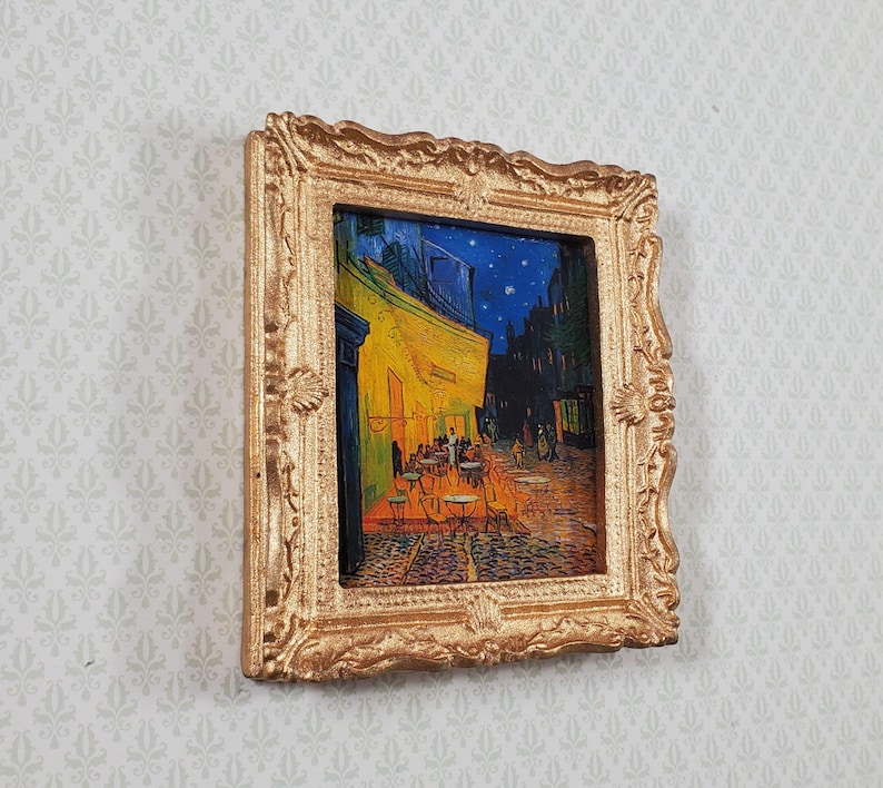 Miniature Van Gogh Cafe Terrace at Night Framed Print 1:12 Scale 2 7/8 ...