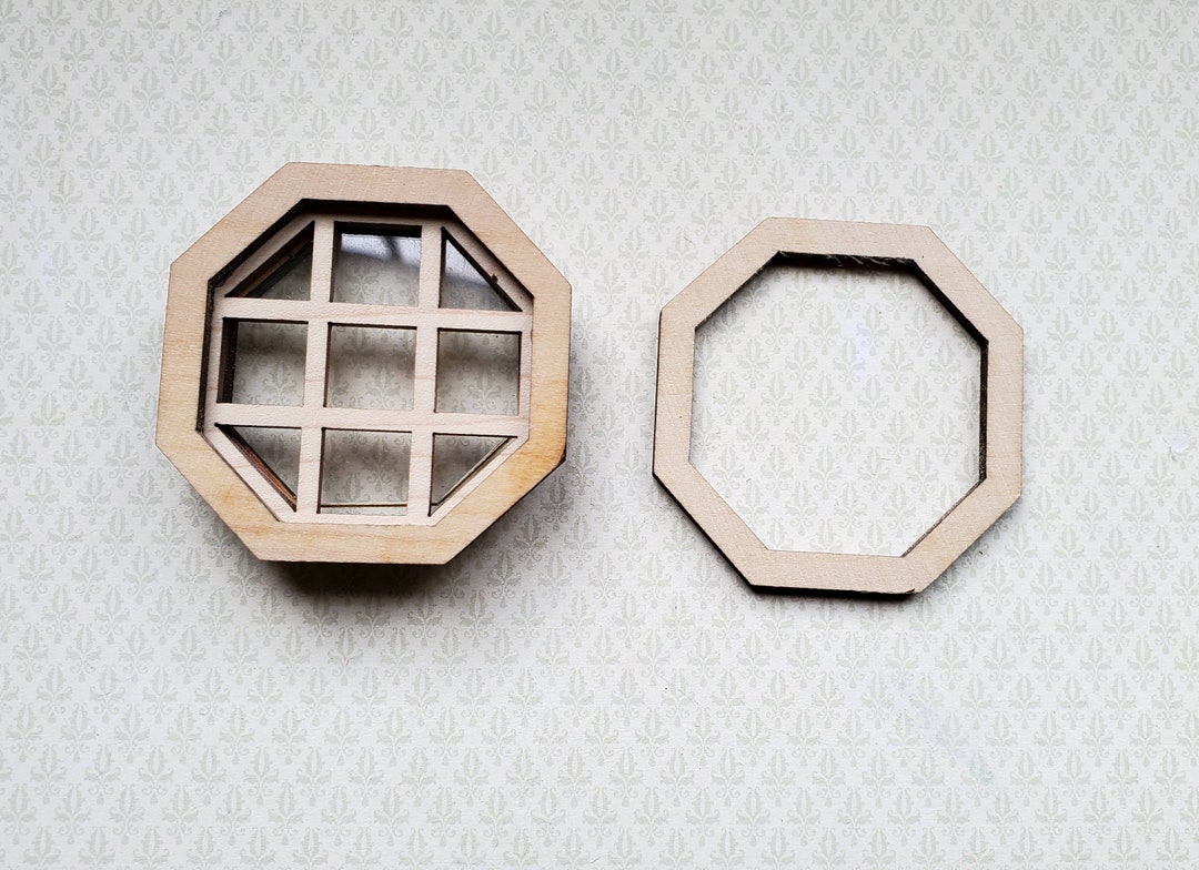 Dollhouse Window Octagon Small Wood With Acrylic 1:12 Scale Miniature ...