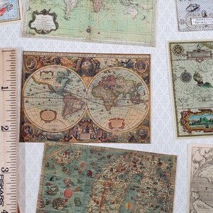 Tiny Maps Old World Vintage Style Props Printed Dollhouses Dioramas ...