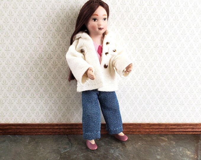 Dollhouse Modern Girl Doll Porcelain Poseable 1:12 Scale Miniature ...