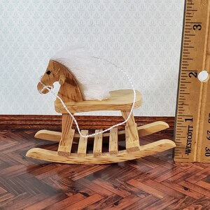 Dollhouse Rocking Horse Toy Light Oak Finish 1:12 Scale Miniature Wood ...