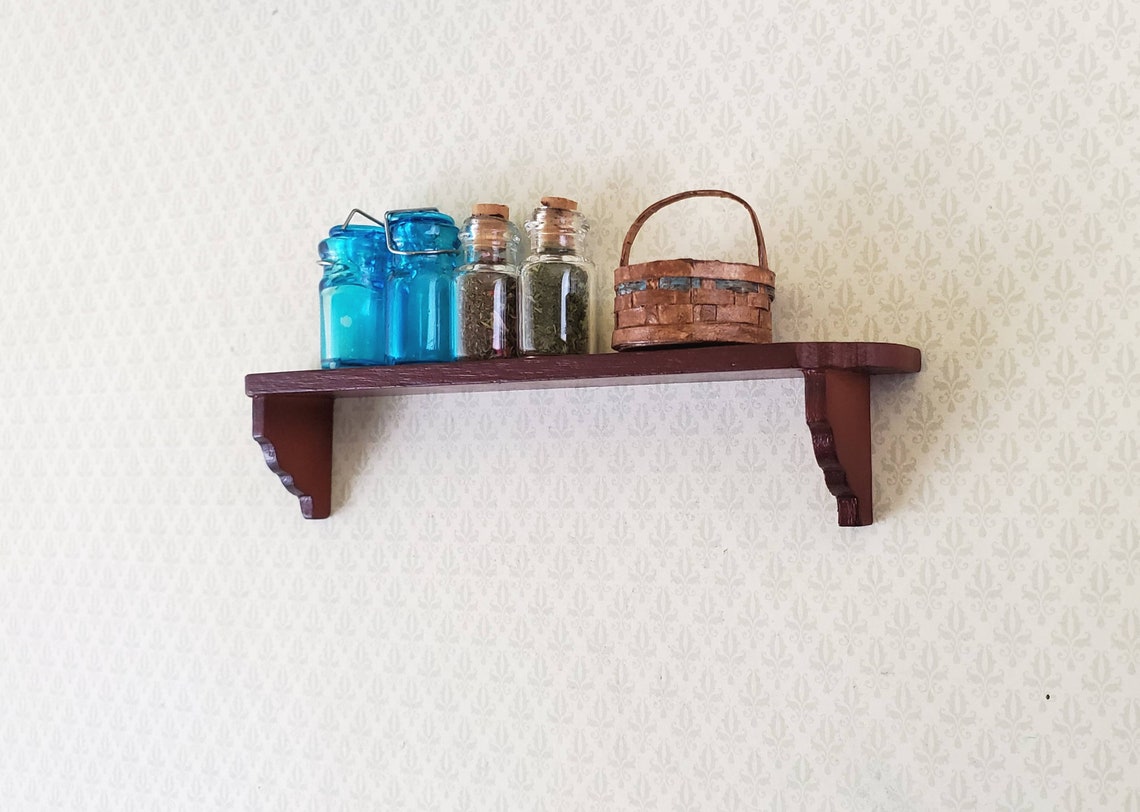 Dollhouse Miniature Wall Shelf Large Wood Mahogany Finish 1:12 - Etsy