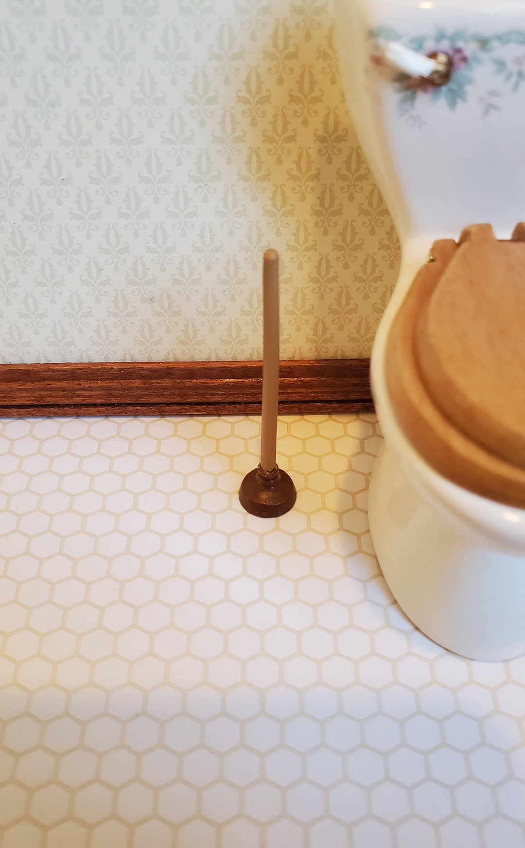 Dollhouse Miniature Toilet Plunger 1:12 Scale Bathroom Accessories - Etsy