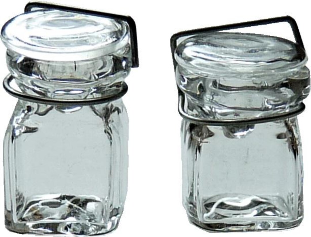 Dollhouse Small Square Canning Jars Set of 2 1:12 Scale Miniature - Etsy