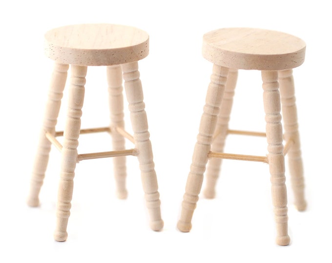 Dollhouse Miniature Bar Stools Unfinished Wood Set of 2 1:12 | Etsy