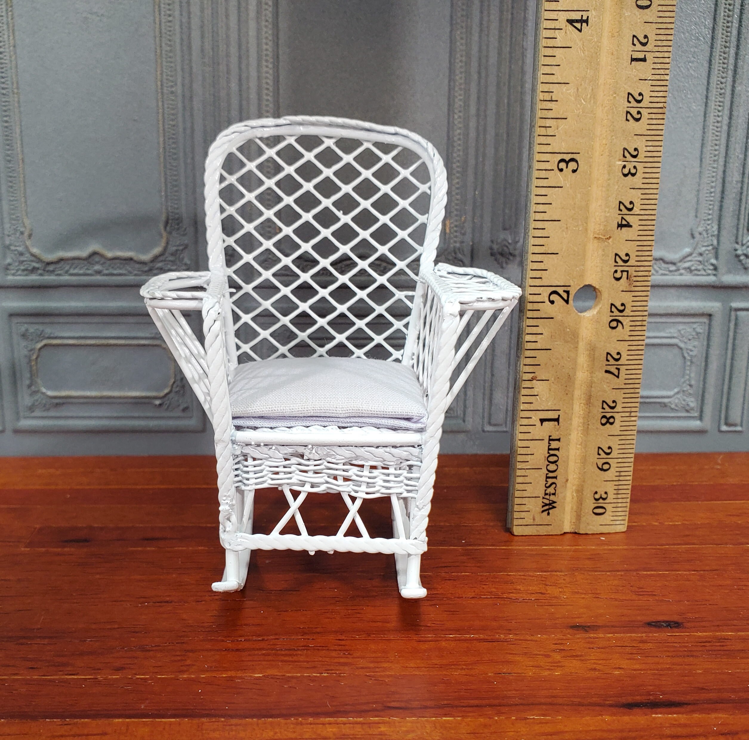 Dollhouse Rocking Chair for Patio White Metal 1:12 Scale - Etsy