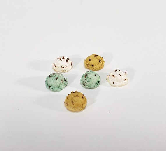 Materials Dollhouse Miniature Ice Cream 6 Scoops Chocolate Chip 1:12 ...
