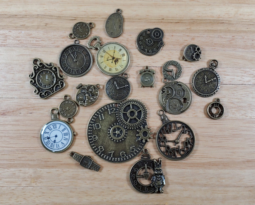 Clock Charms 20 Random Pieces Antique Bronze Metal Jewelry Making ...