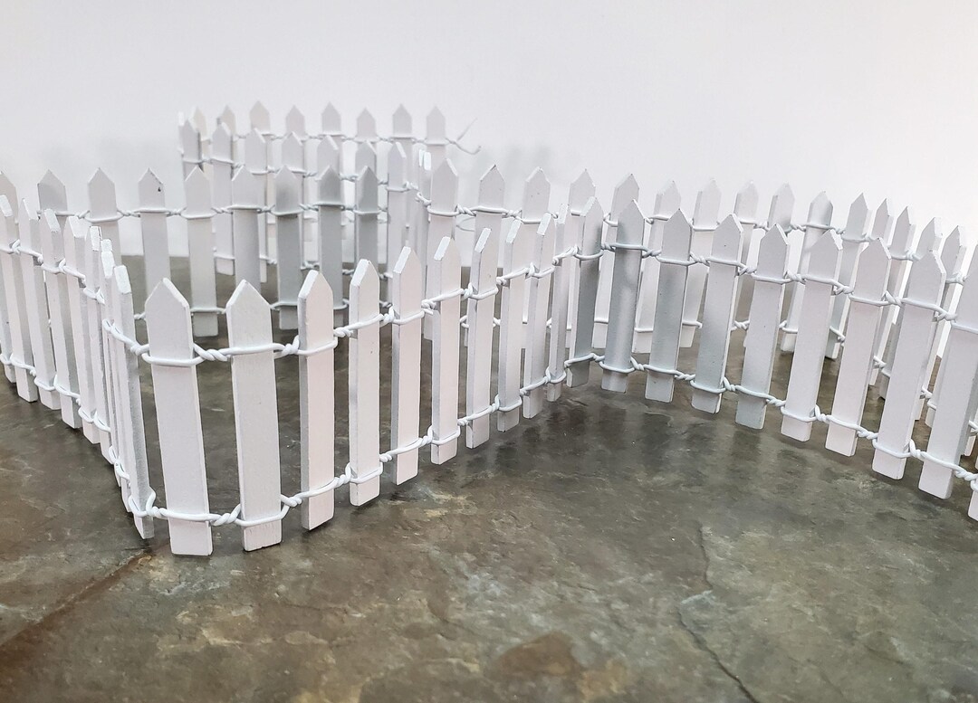 Miniature Fencing White Picket Fence Wood & Metal 100 Cm X 5 Cm Tall ...