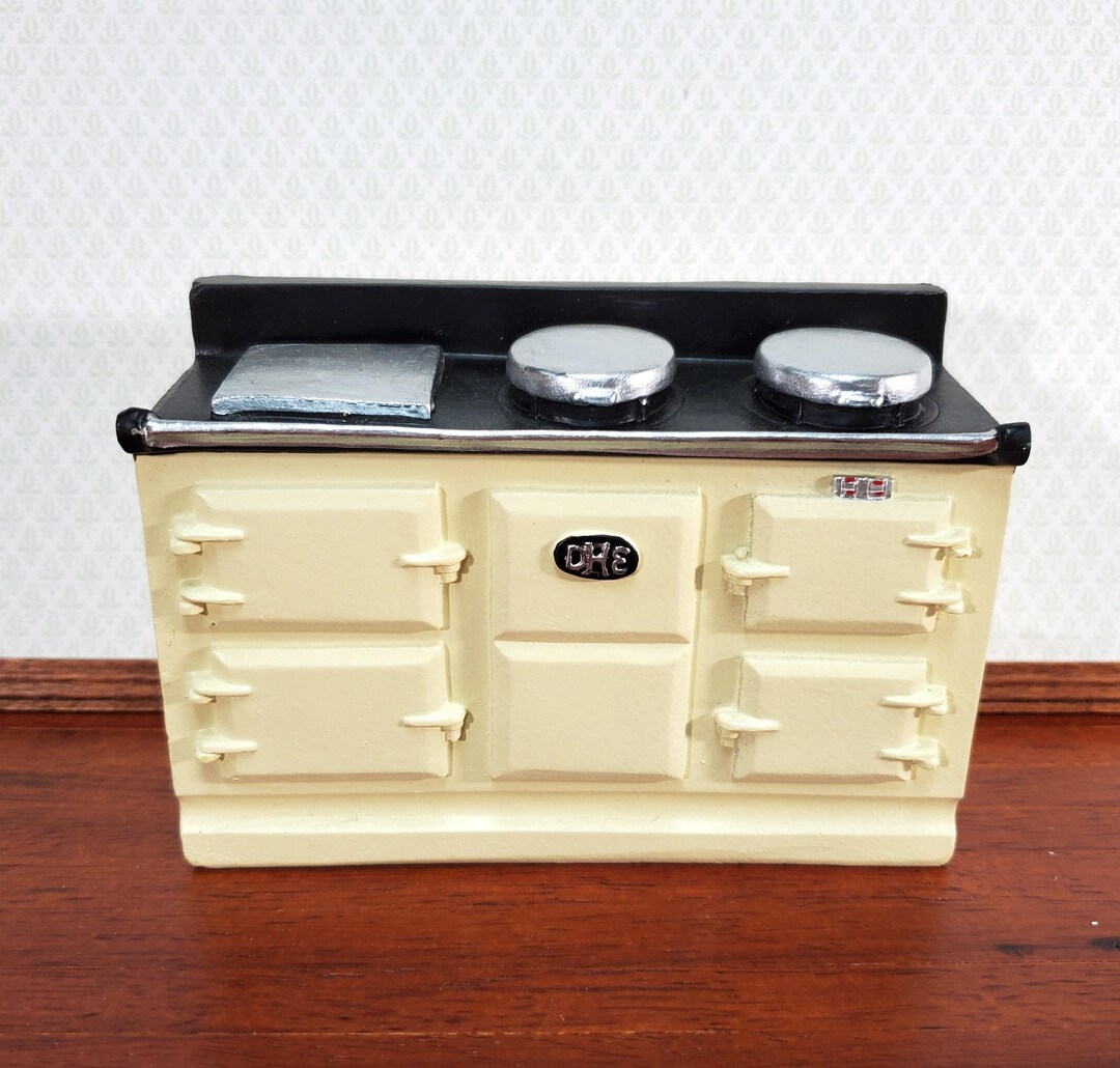 Dollhouse AGA Style Cooker Stove Oven Cream Large 1:12 Scale Miniature ...