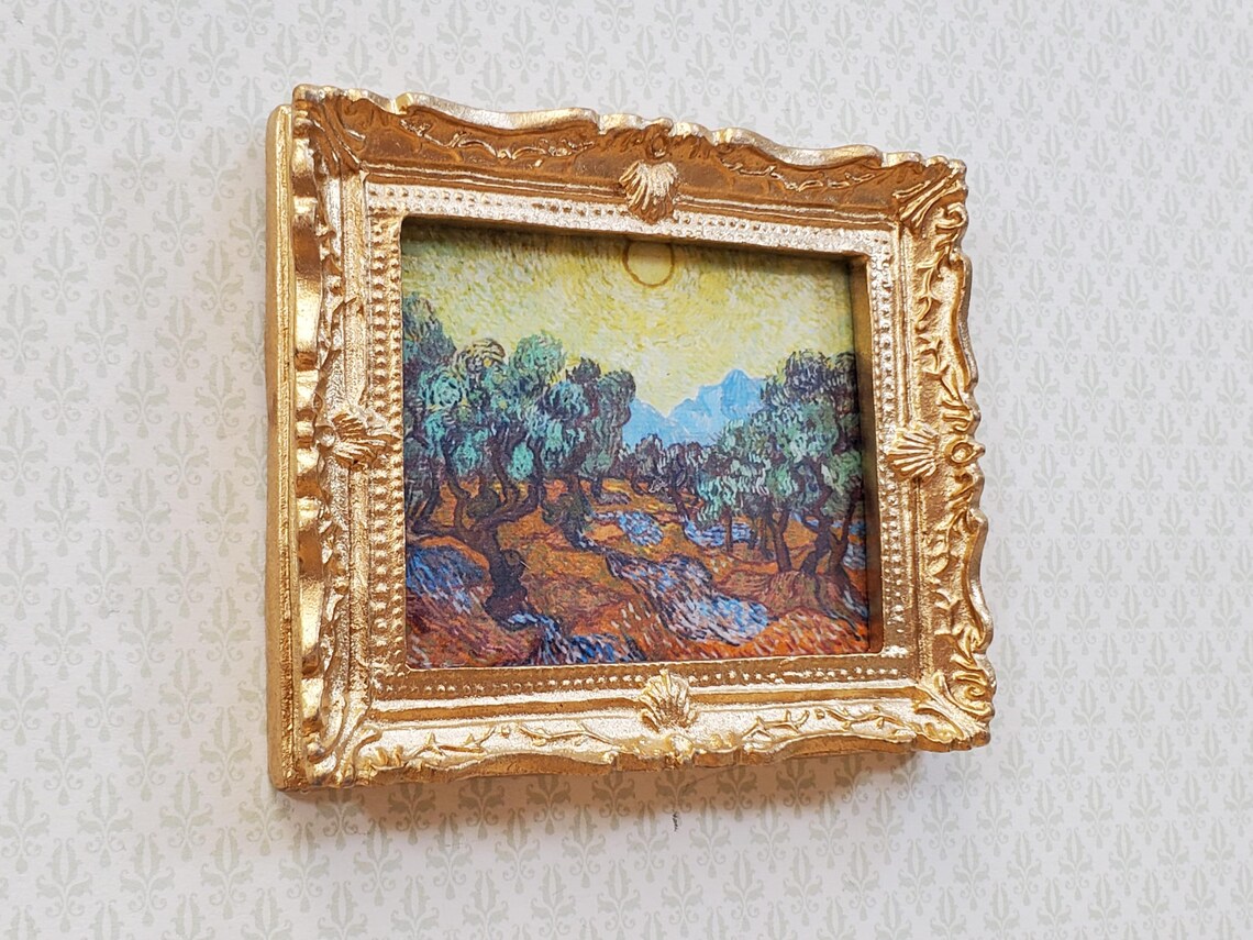 Miniature Vincent Van Gogh Framed Print Olive Trees 1:12 Scale Handmade ...