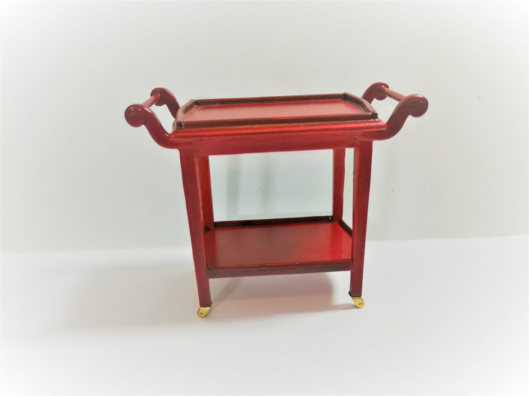 Dollhouse Miniature Tea Cart Two Tiered Serving Trolley for Tea or Food ...