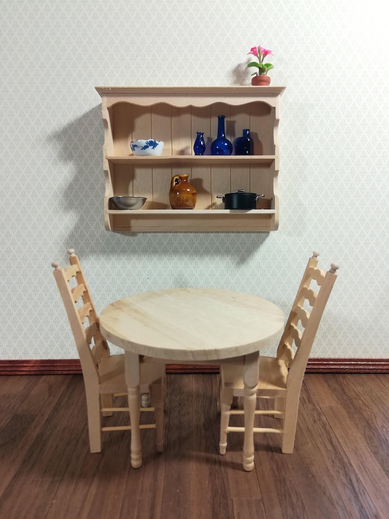 Dollhouse Miniature Kitchen Table Round 1:12 Scale Furniture Unfinished ...