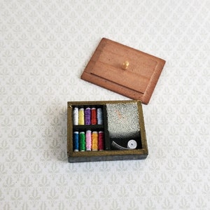 Dollhouse Miniature Sewing Box Set With Thread & Tape Measure 1:12 ...