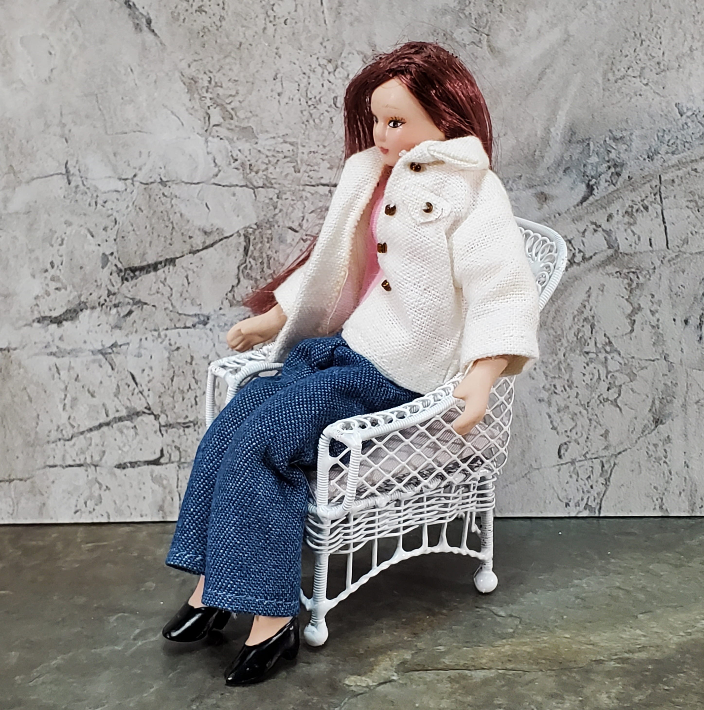 Dollhouse Patio Chair White Metal Mesh 1:12 Scale Miniature - Etsy