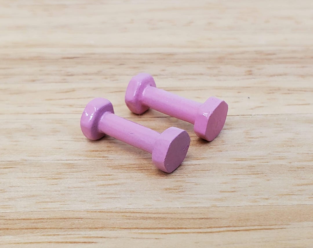 Dollhouse Hand Weights Pink Modern Gym Accessory Decor 1:12 Scale ...