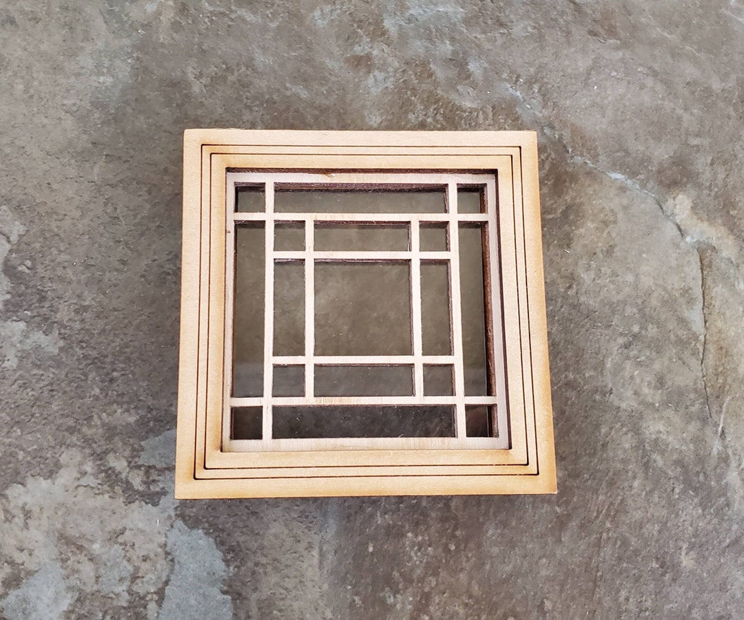 Dollhouse Miniature Square Window Prairie Style Fits 2.5 Opening 1:12 ...