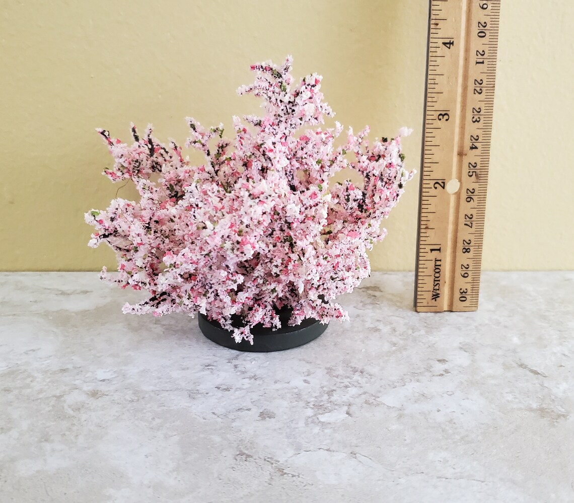 Dollhouse Miniature Flowering Shrub Bush Large Pink & White on - Etsy