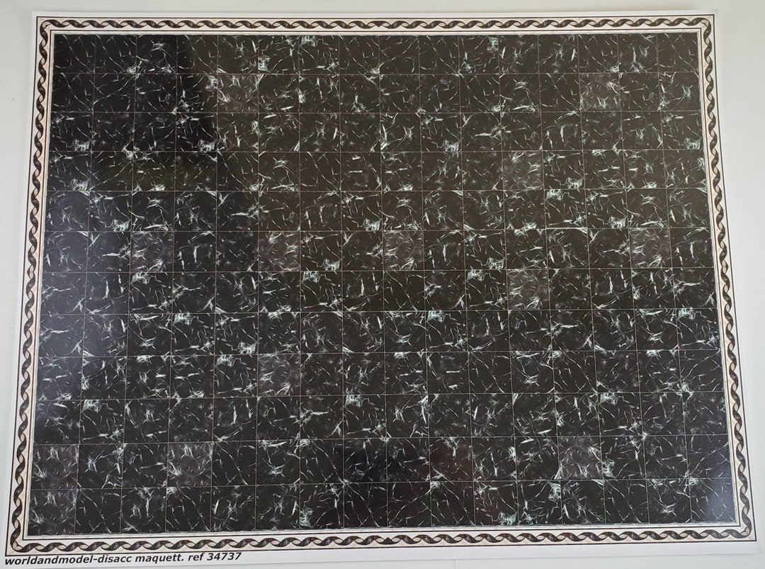 Dollhouse Miniature Marble Tile Flooring Sheet Black With White World ...