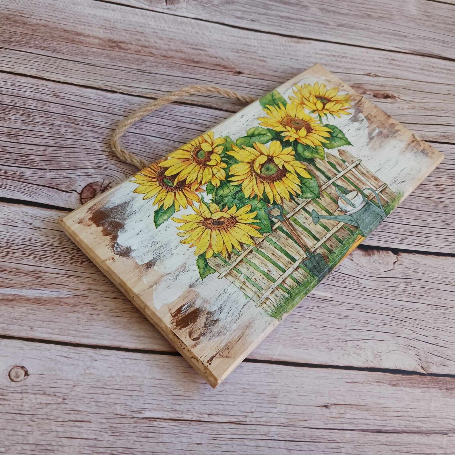 Decoupage Sunflower Wooden Wall Decor: Rustic French Country Plaque - Etsy
