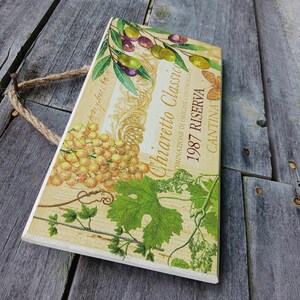Italian Wine Sign: Chiaretto Classico, Olives Decoupage Wood Decor - Etsy