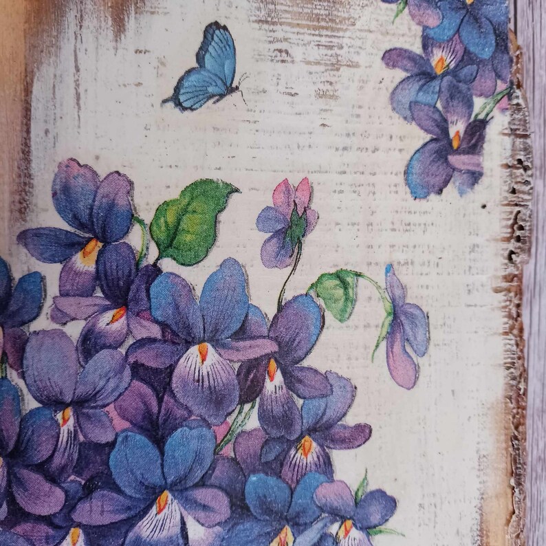 Violet Flower Wooden Wall Plaque: French Country Decor - Etsy