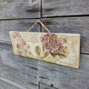 Plank With Flowers, Floral Handmade Wall Plaque, Rustic Style Plank ...
