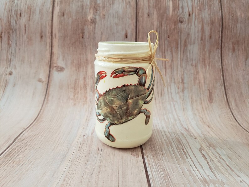 Beach Kitchen Sign Blue crab décor Nautical Jar Maryland | Etsy