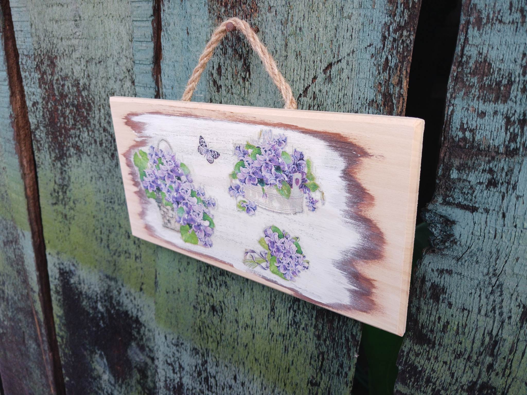 Wild Violets Wildflowers Violets Wall Decor Rustic Wood - Etsy
