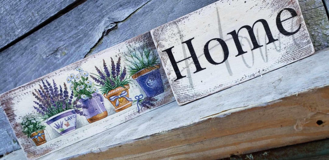 Rustic Lavender Home Sign, Farmhouse Cottagecore Wood Decor - Etsy