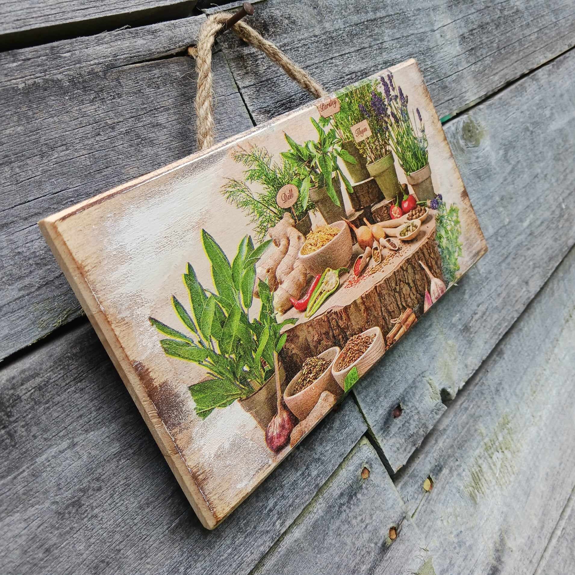 Kitchen Wooden Plaque, Rustic Wall Décor, Country Kitchen Décor, Herbs ...