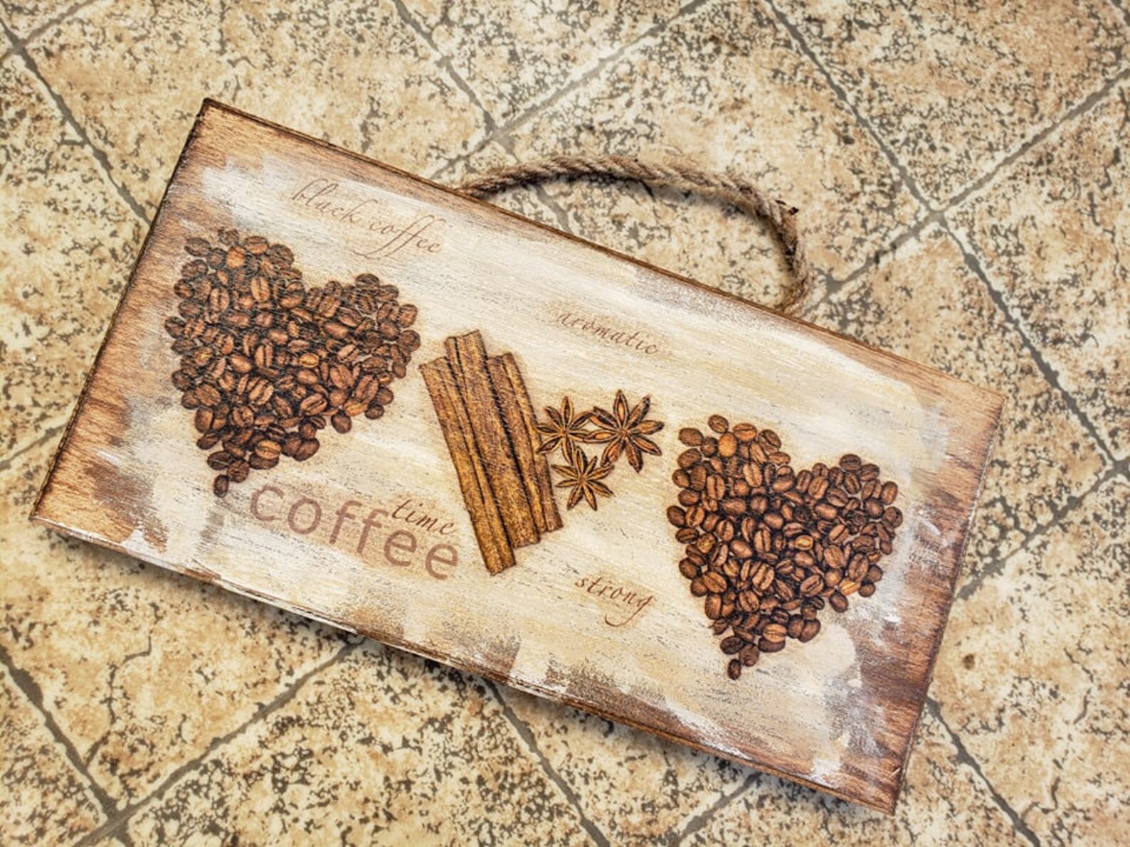 Coffee Time Decor, Coffee Bean Heart Decor, Coffee Lovers Gift, Rustic ...