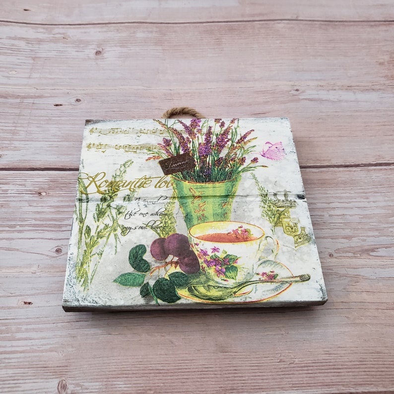 Tea Time Plank Lavender on Wood Purple Wall Decor Love - Etsy