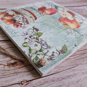 Farmhouse Décor, Rustic Red Apple Tree, Autumn Wall Wood Plank ...