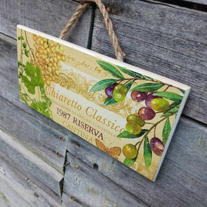 Italian Wine Sign: Chiaretto Classico, Olives Decoupage Wood Decor - Etsy