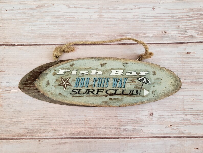 Nautical Fish Bar Sign: Beach House Wood Wall Decor - Etsy