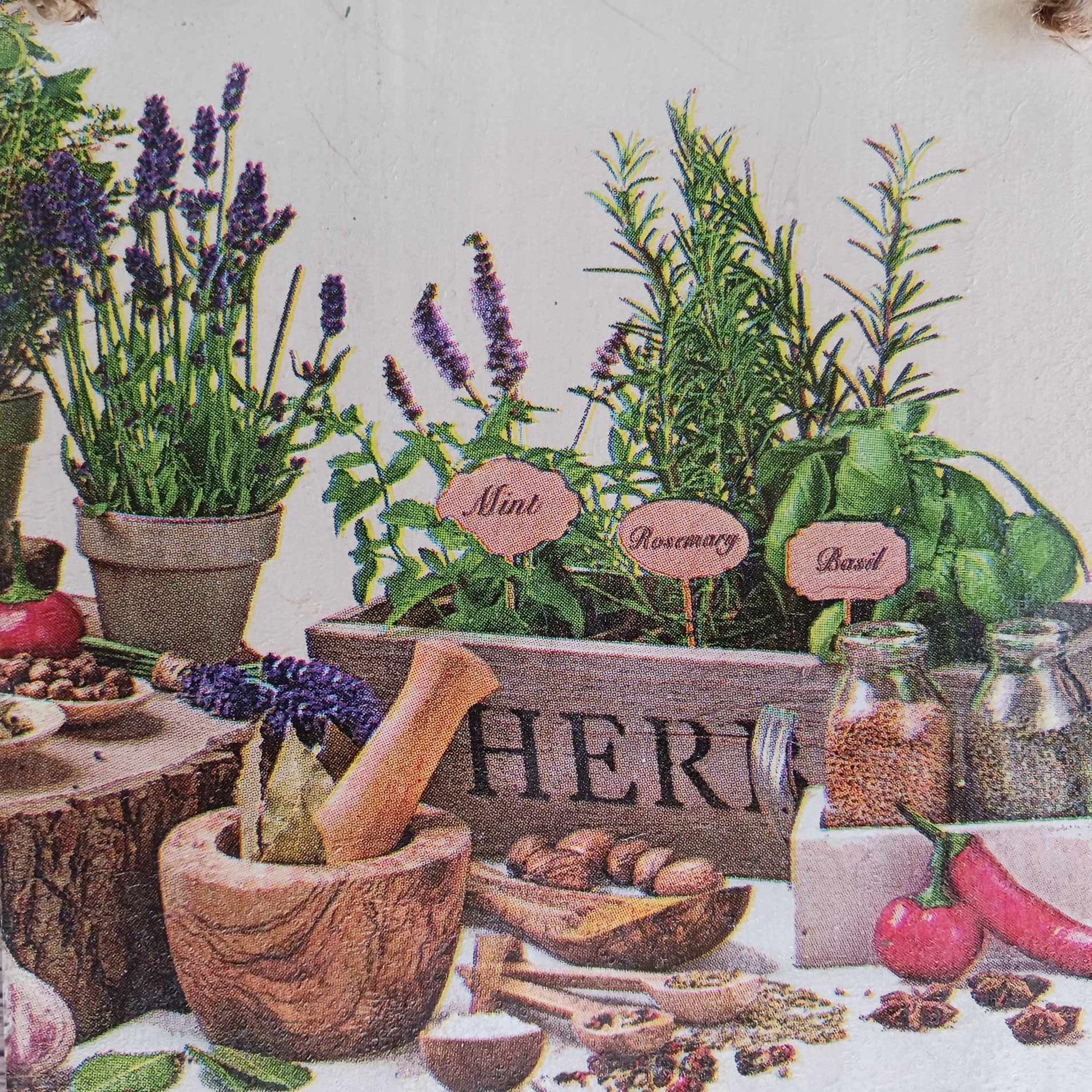 Rustic Herb Garden Wood Wall Art, Kitchen Botanical Prints, Set of 2 - Etsy