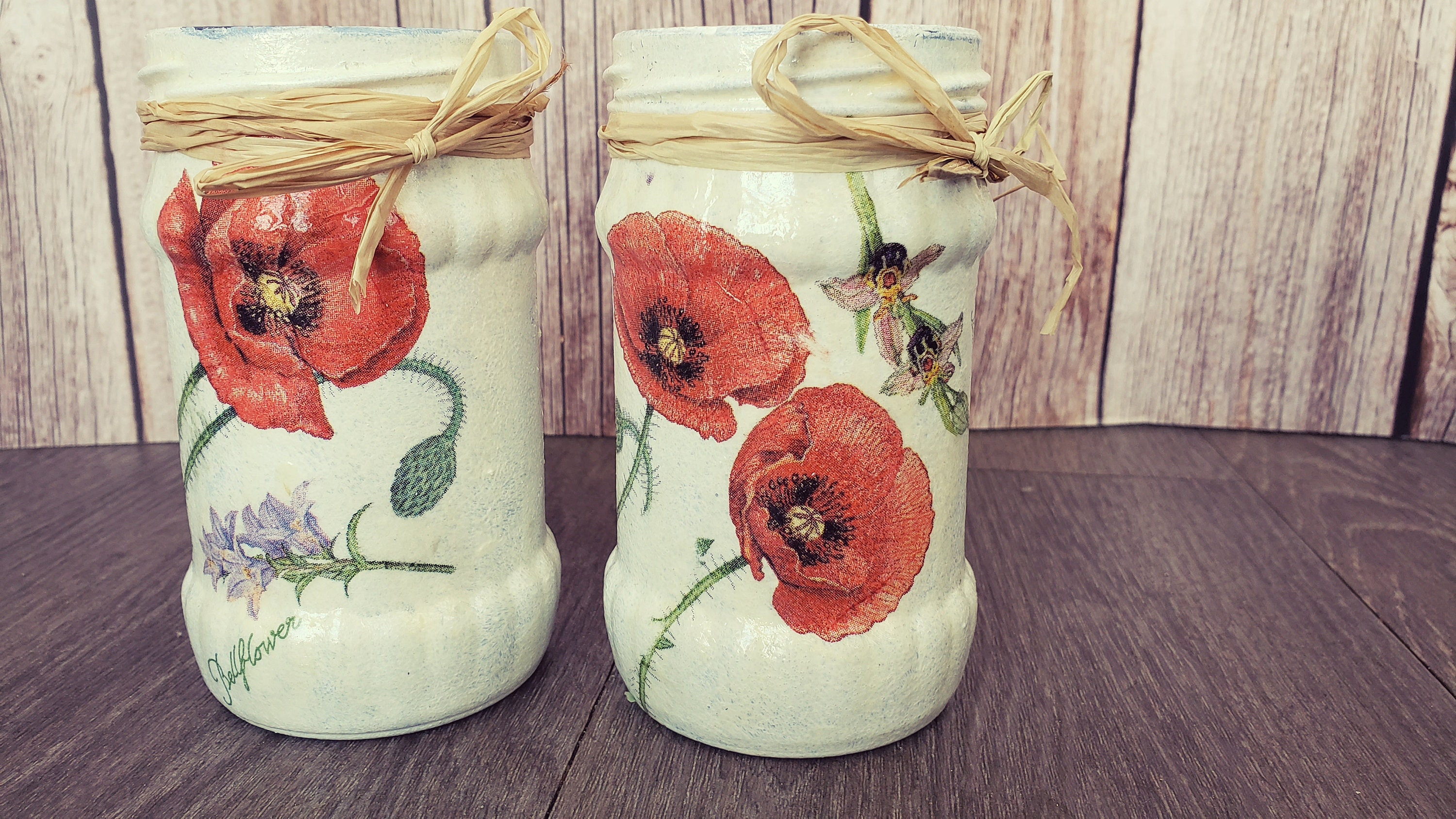 Red Poppy Flowers Décor Wildflowers Set of 2 Bathroom | Etsy