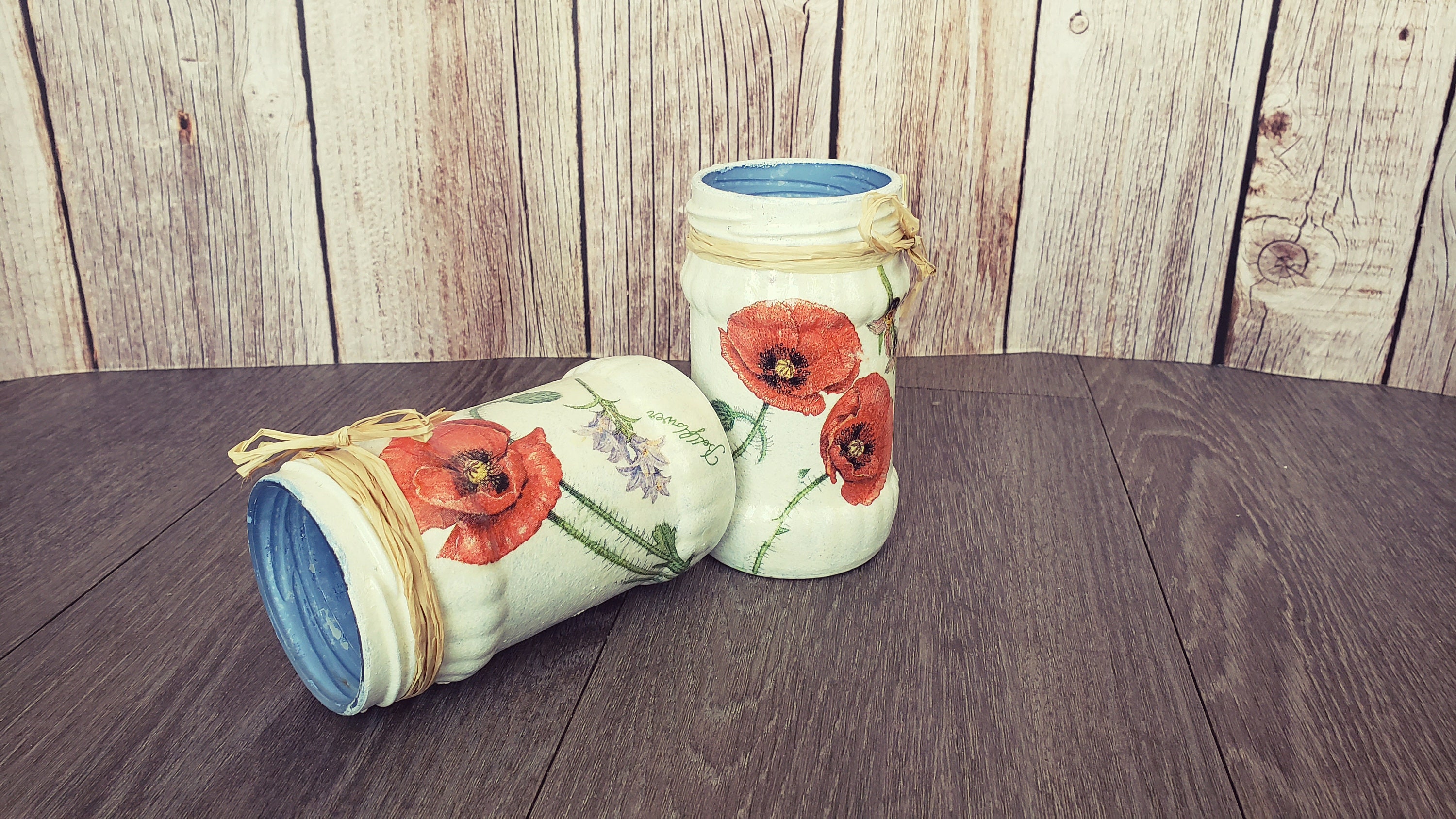 Red Poppy Flowers Décor Wildflowers Set of 2 Bathroom | Etsy