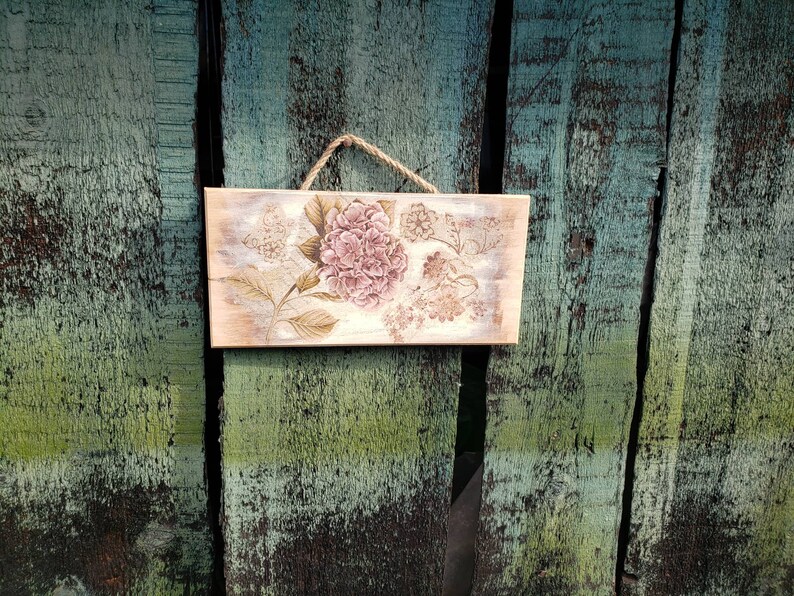 Plank With Flowers Floral Handmade Wall Plaque Rustic Style - Etsy