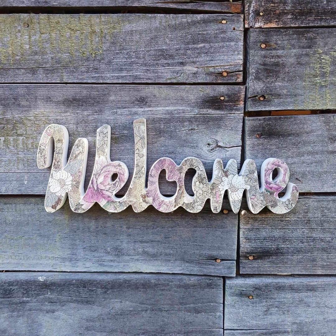 Welcome Sign, Entryway Decor, Freestanding Wood Sign, Shelf Decor ...