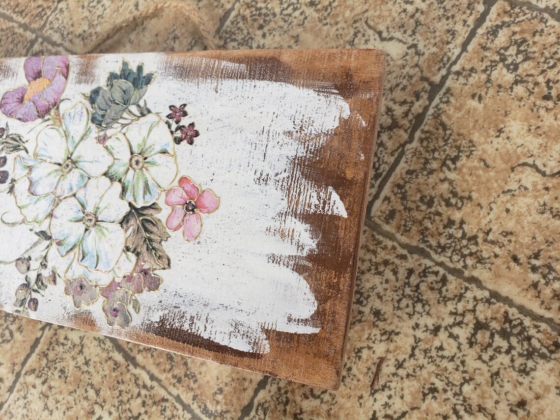 Pink Roses Decor Wall Plank Reclaimed Wood Art French - Etsy