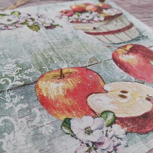 Farmhouse Décor, Rustic Red Apple Tree, Autumn Wall Wood Plank ...