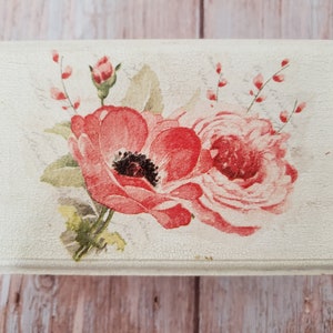 Red Flower Box, Wooden Box, Jewelry Box, Handmade Box, Gift for Her ...