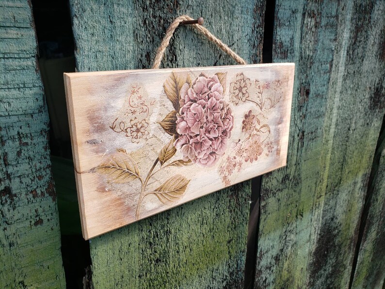 Plank With Flowers Floral Handmade Wall Plaque Rustic Style - Etsy