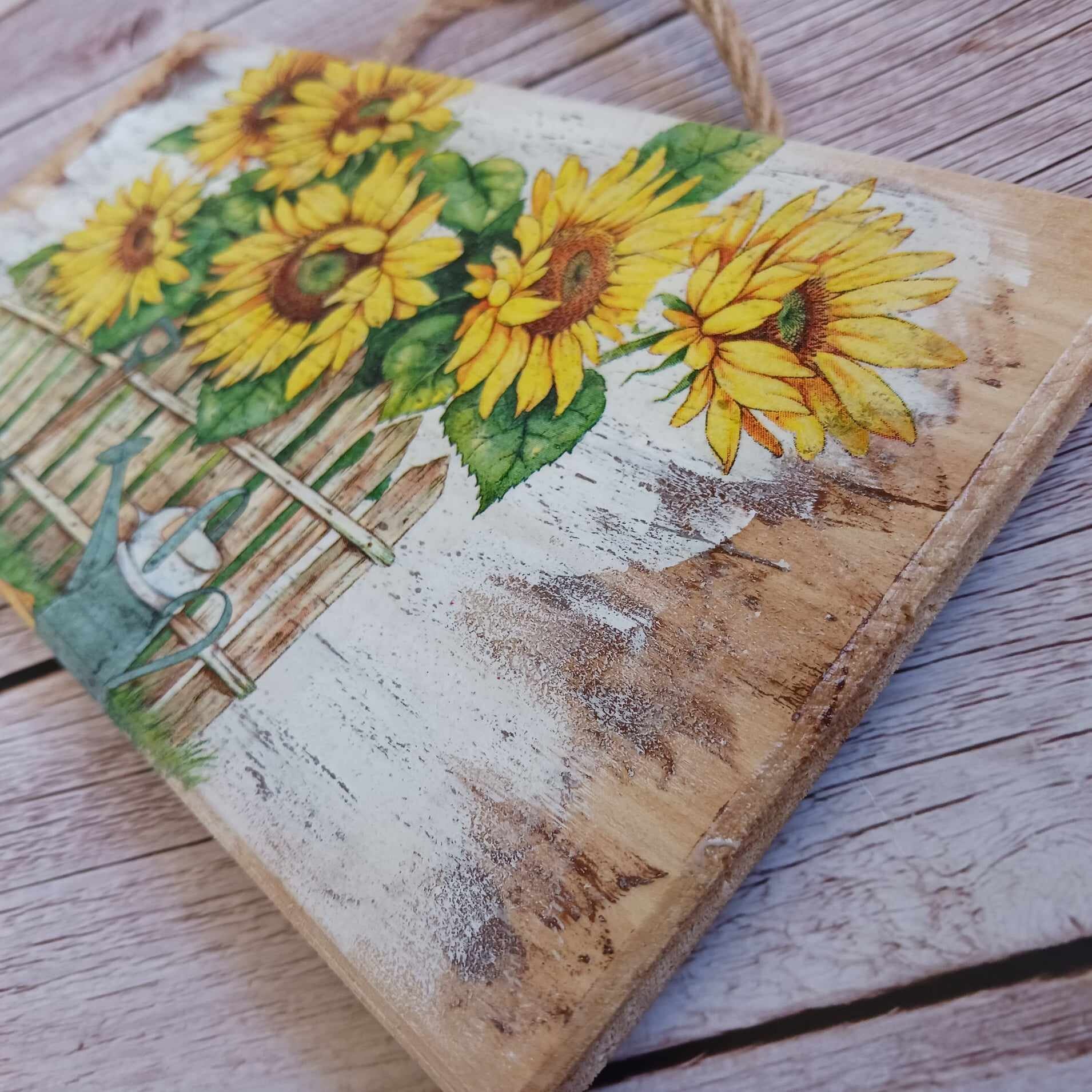 Decoupage Sunflower Wooden Wall Decor: Rustic French Country Plaque - Etsy