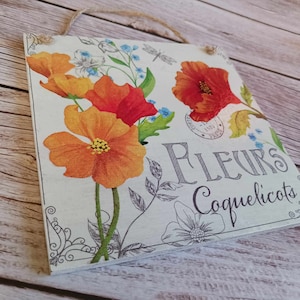 Fleurs Sign, Coquelicot Wall Art, Dragonfly Decor, Country French Decor ...